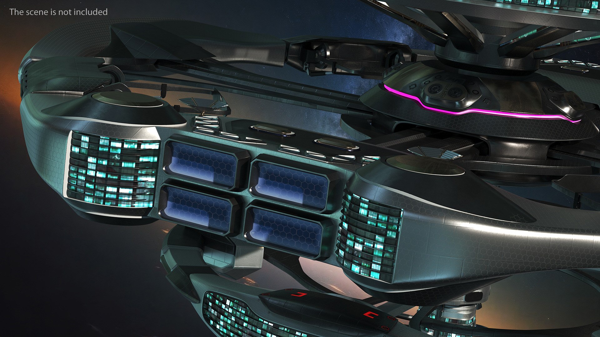 Sci Fi Space Station With Interplanetary Spacecraft Collection 3D Model ...