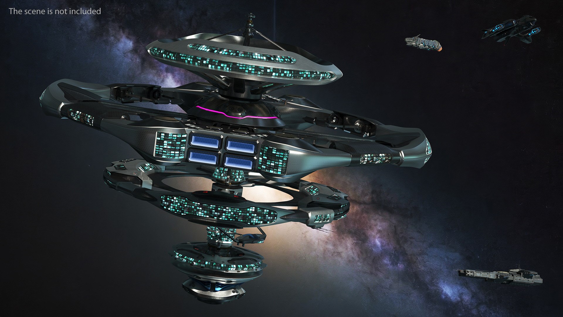 Sci Fi Space Station With Interplanetary Spacecraft Collection 3D Model ...