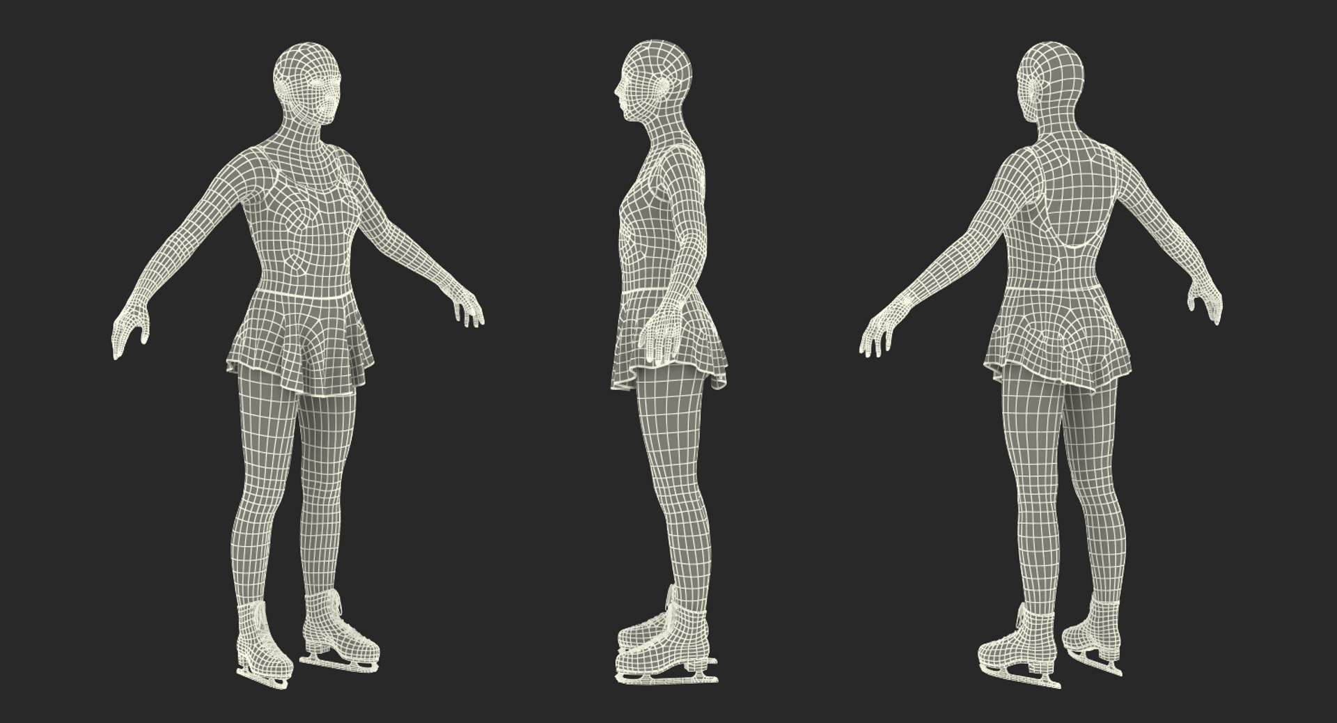 3D Model Female Figure Skater Rigged - TurboSquid 1157611
