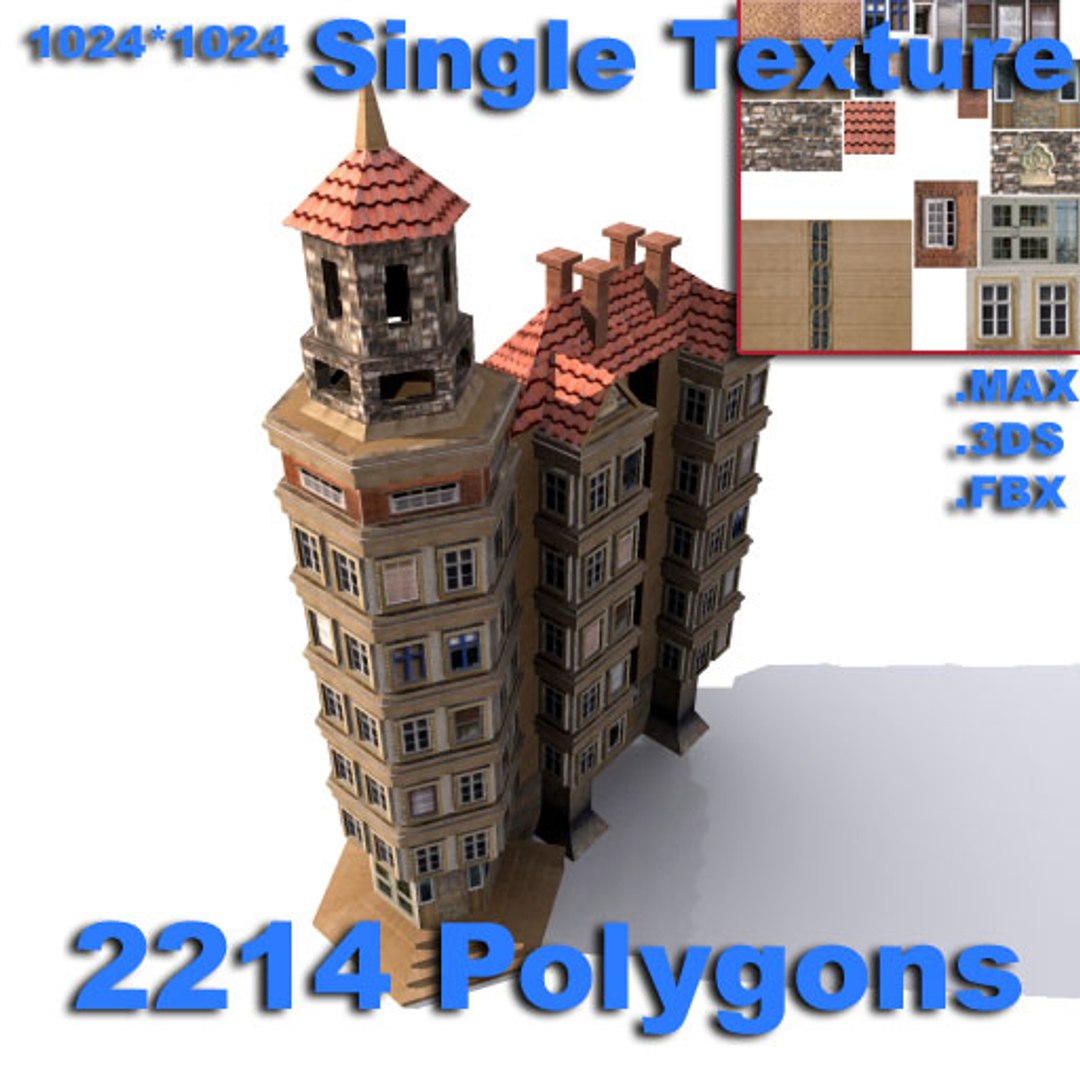 5 Buildings 3d Model