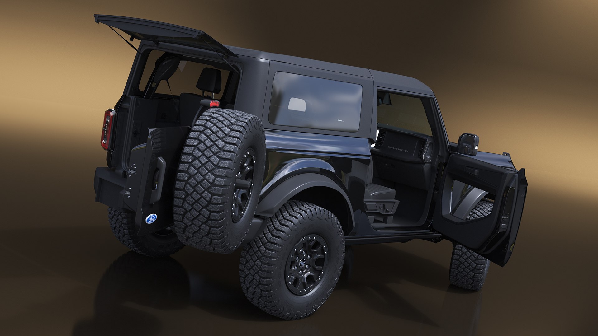 Ford Bronco Two Door 4X4 Shadow Black Rigged 3D Model - TurboSquid 2321600