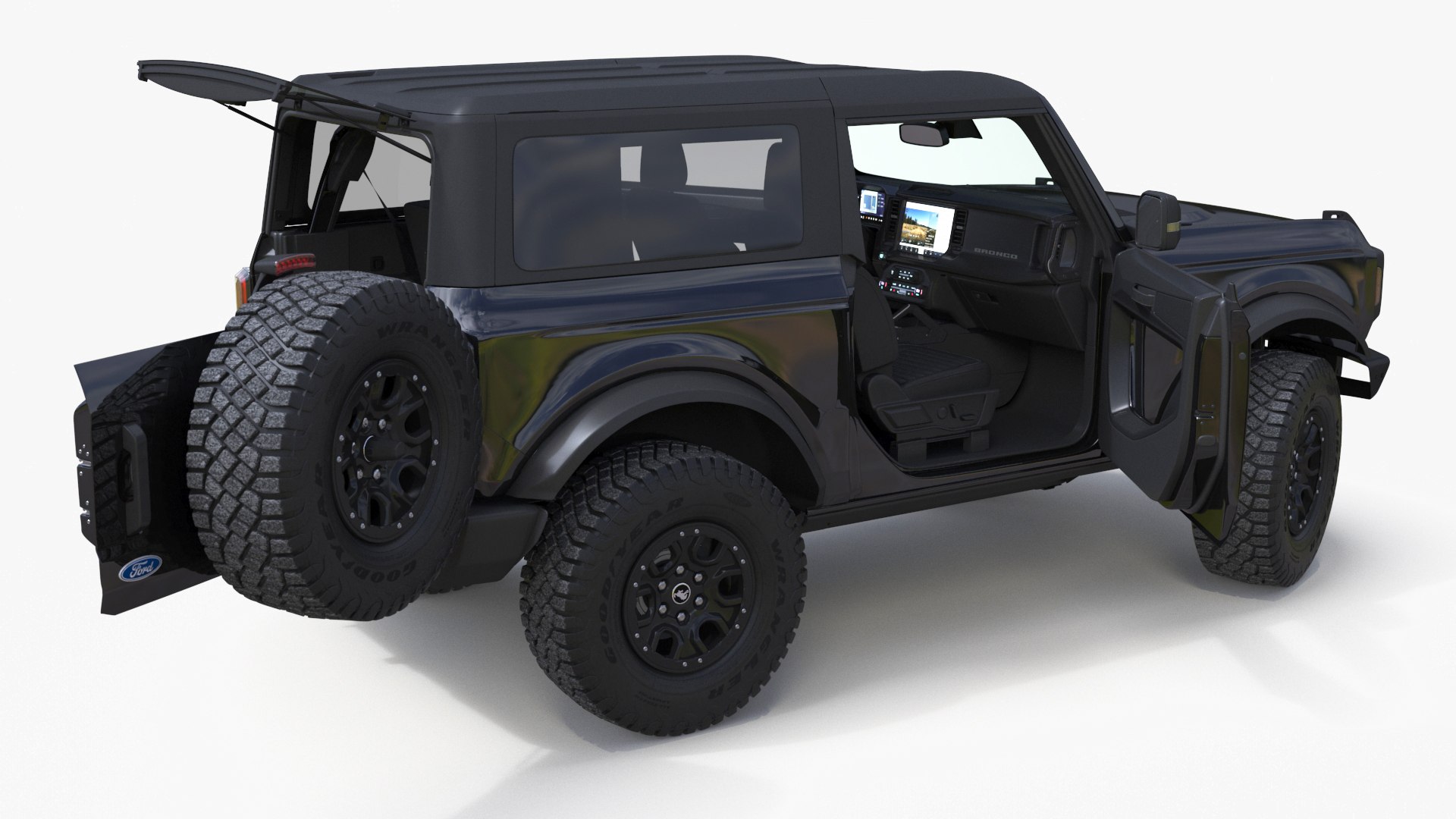 Ford Bronco Two Door 4X4 Shadow Black Rigged 3D Model - TurboSquid 2321600