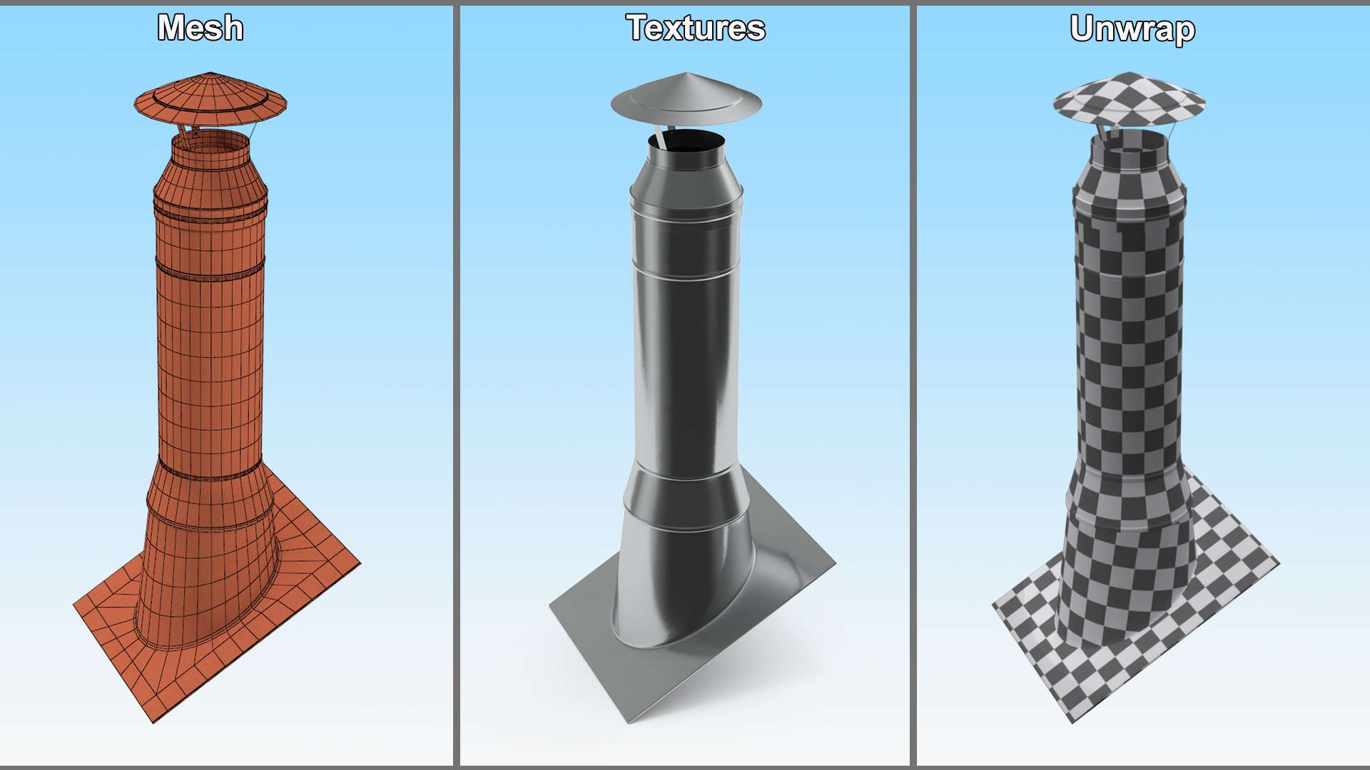 3D Stainless Steel Chimney Corner Base Model - TurboSquid 2051115