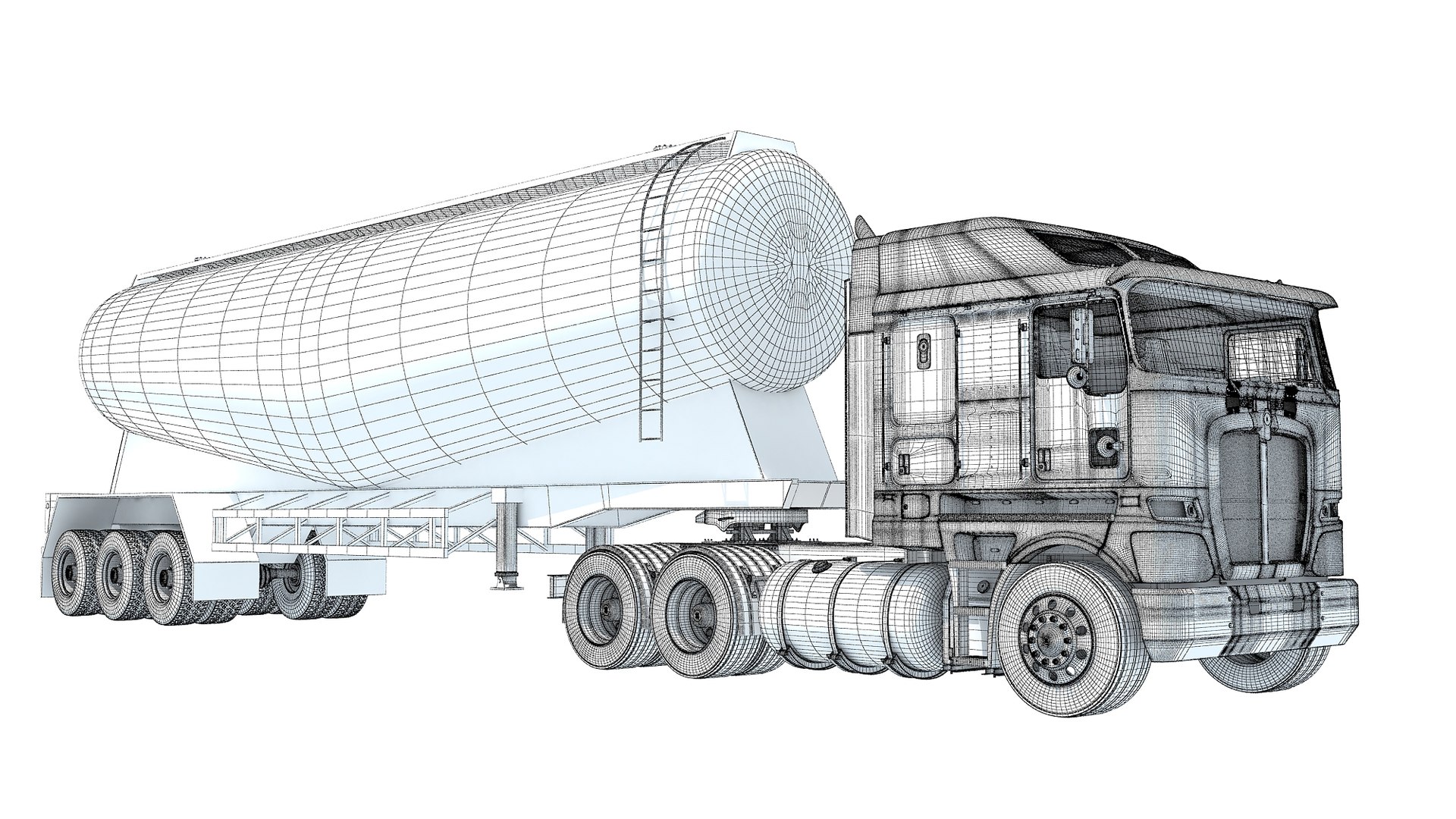 Truck with Tank Trailer 3D model - TurboSquid 2159946