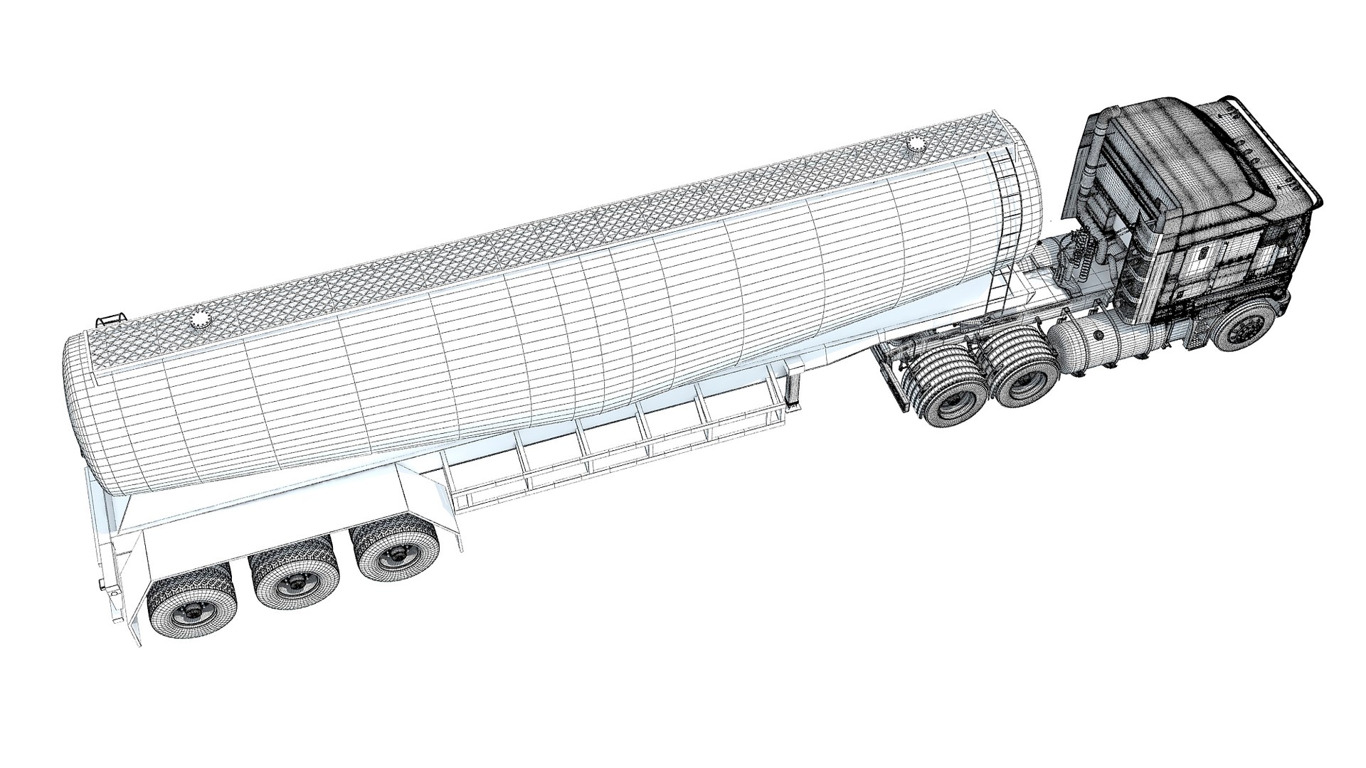 Truck with Tank Trailer 3D model - TurboSquid 2159946