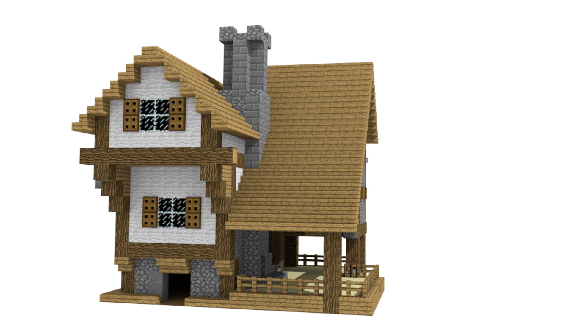 3d Model Medival Minecraft Buildings