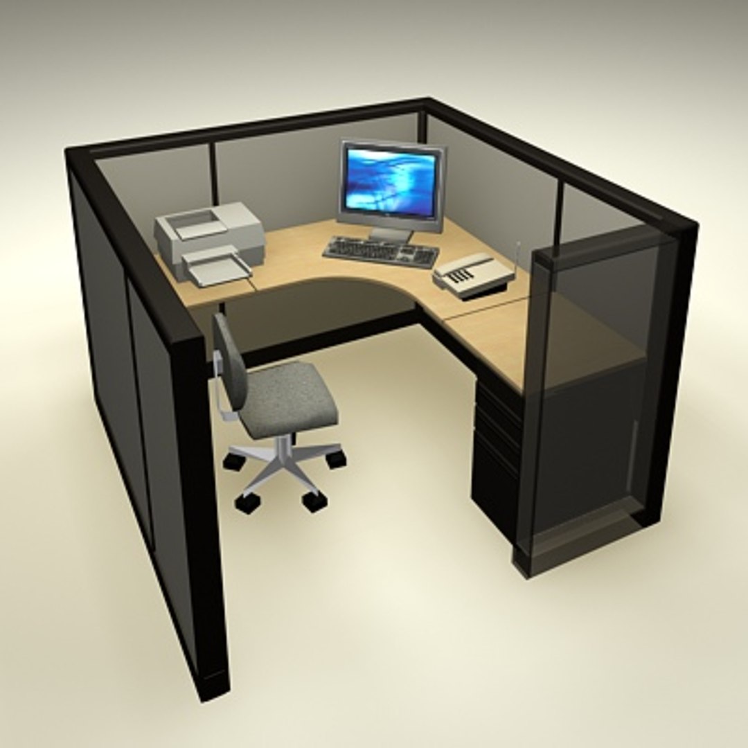 3d Model Office Workstations Pack Computers