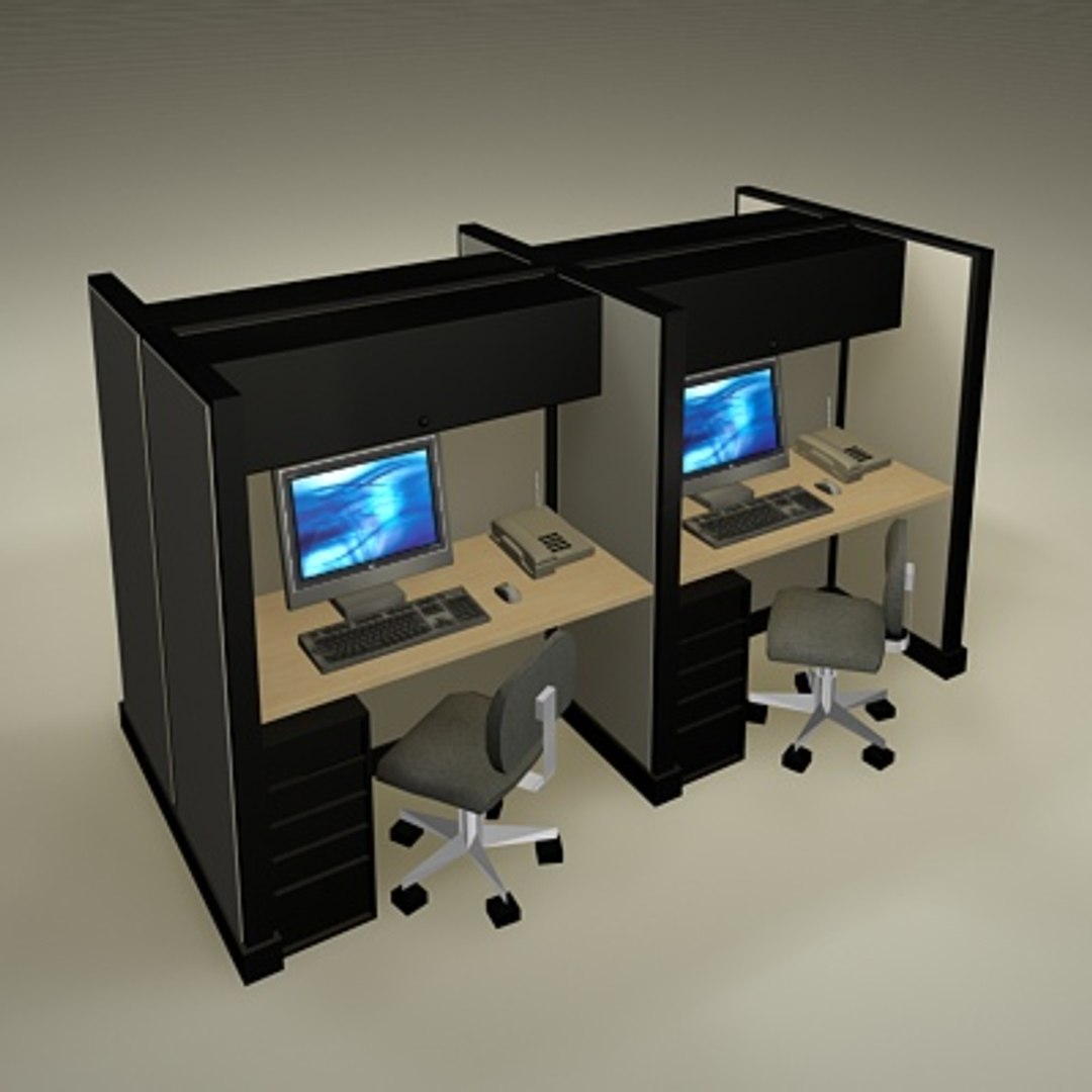 3d Model Office Workstations Pack Computers