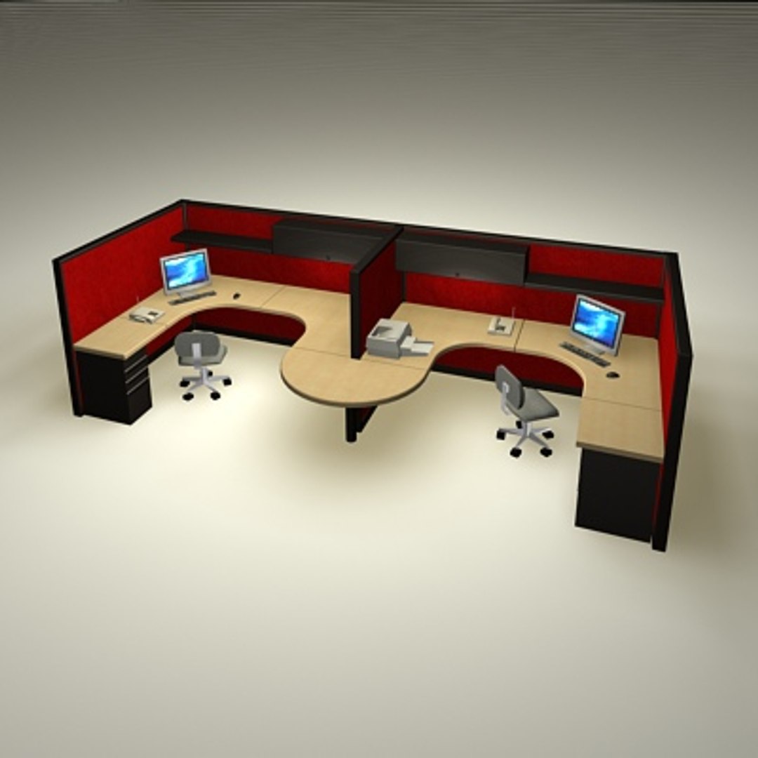 3d Model Office Workstations Pack Computers