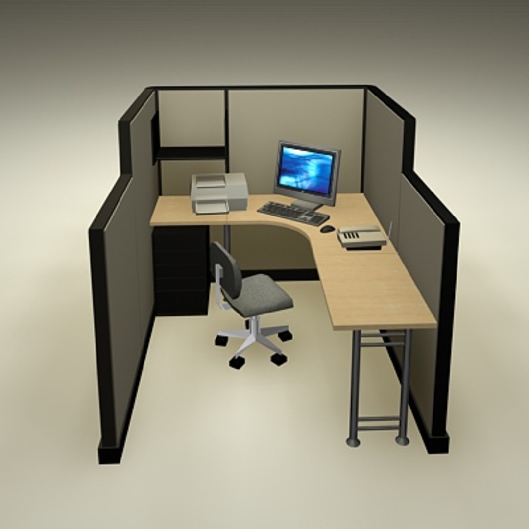 3d Model Office Workstations Pack Computers