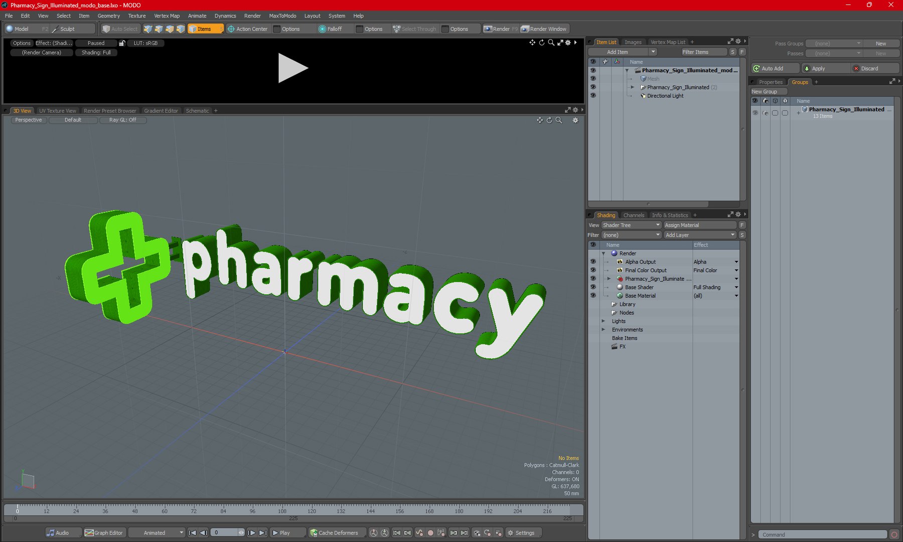 3D Pharmacy Sign Illuminated - TurboSquid 2092489