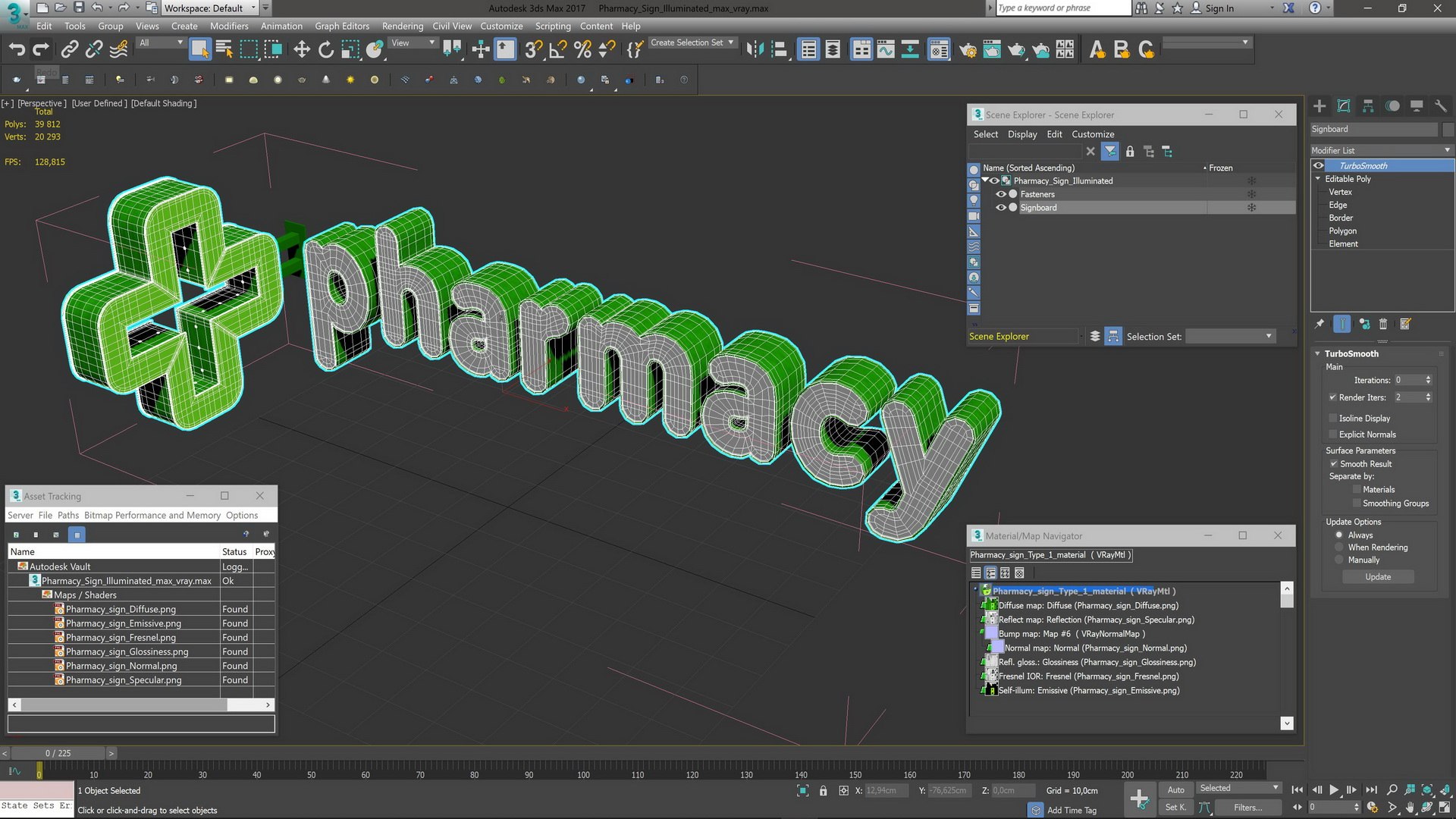 3D Pharmacy Sign Illuminated - TurboSquid 2092489