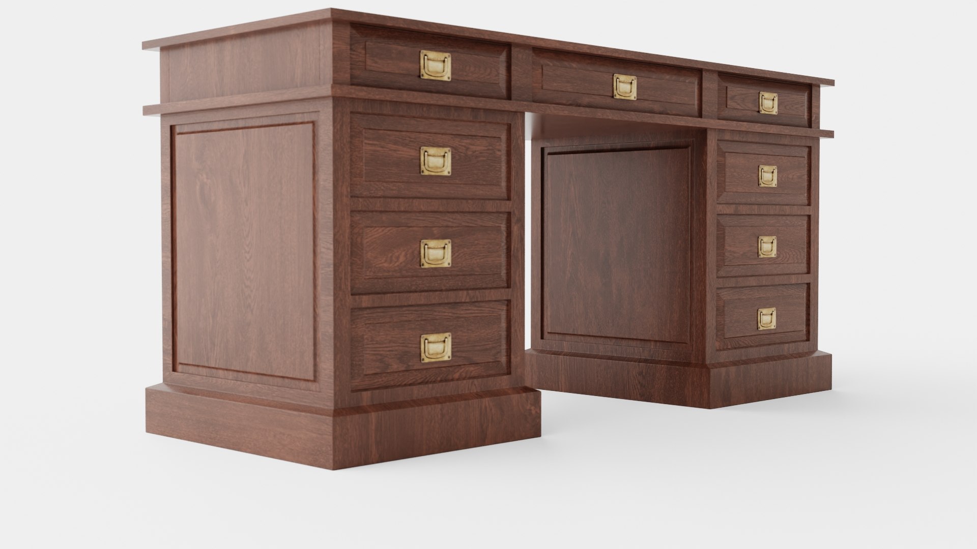 3D Wall Street Desk Rich Brown Model - TurboSquid 2264059