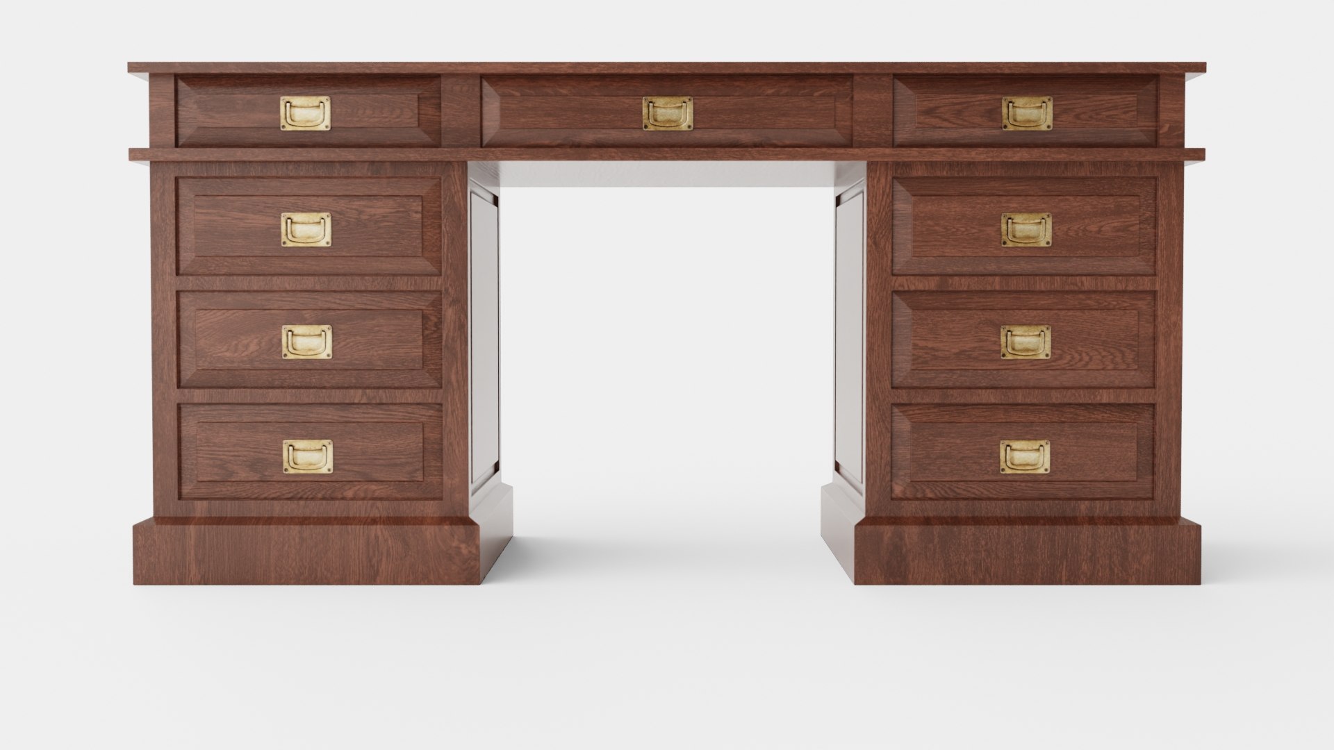 3D Wall Street Desk Rich Brown Model - TurboSquid 2264059