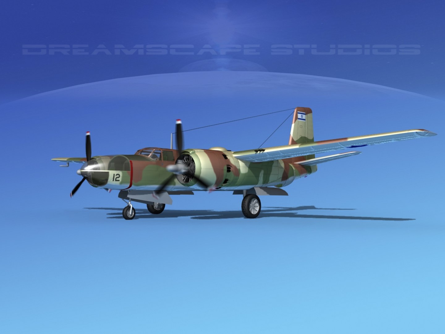 3d douglas b-26c b-26 bomber model