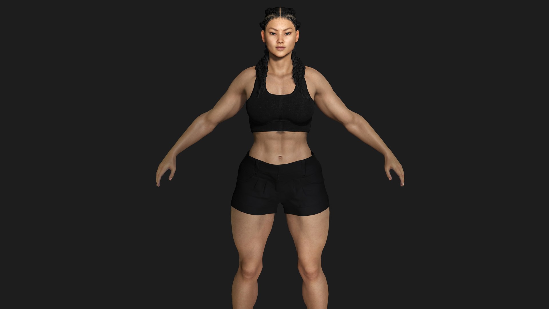 AAA 3D REALISTIC FEMALE CHARACTER - ASIAN MUSCULAR GIRL 3D Model ...