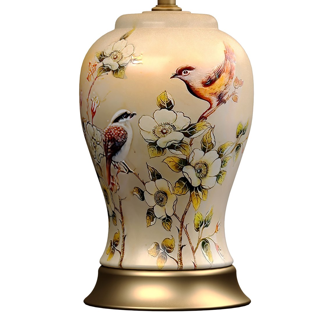 3D ZEDARO Painted Flower And Bird Ceramic Table Lamp 3D Model ...