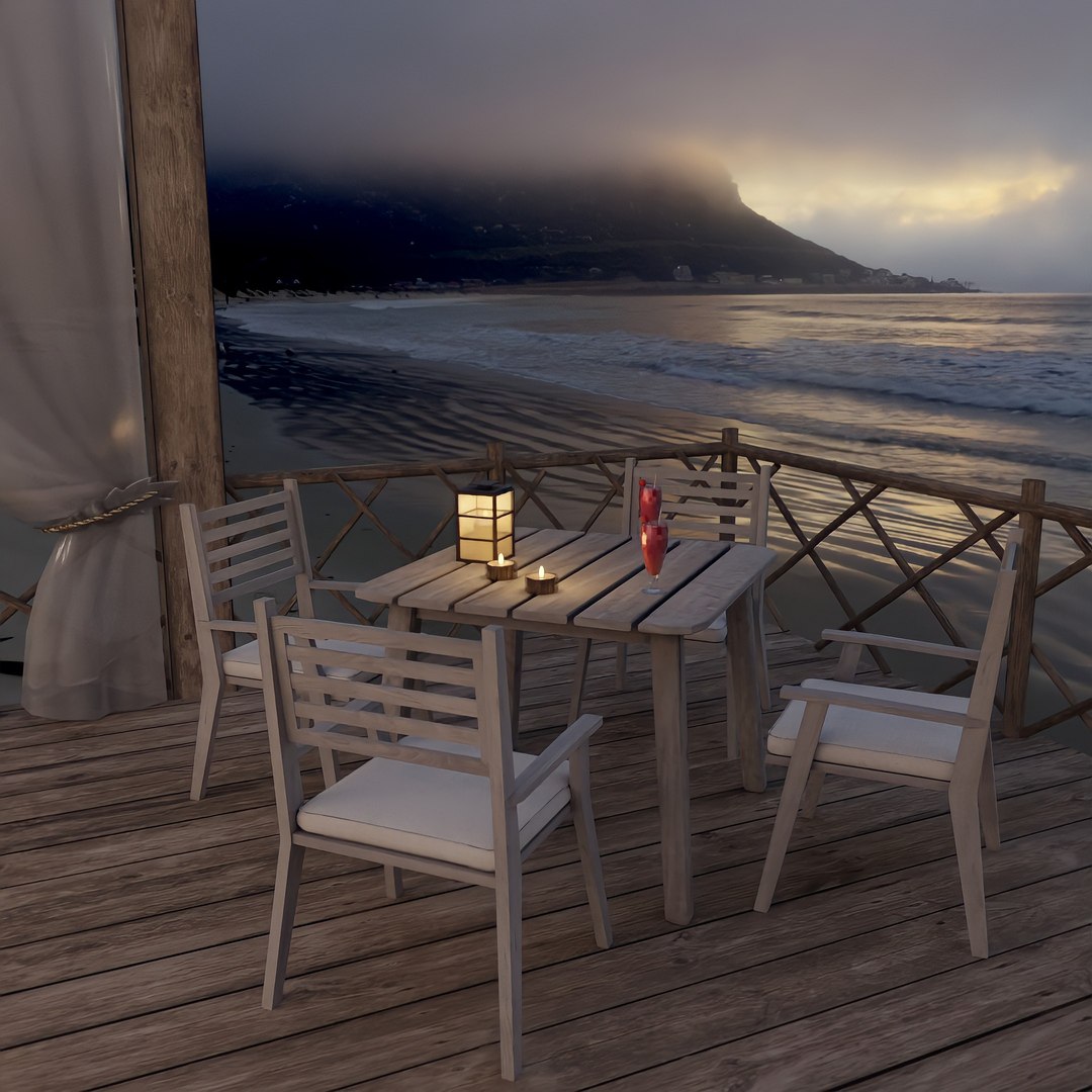 3D Beach Terrace Blender Scene - EVENING Model - TurboSquid 2255638