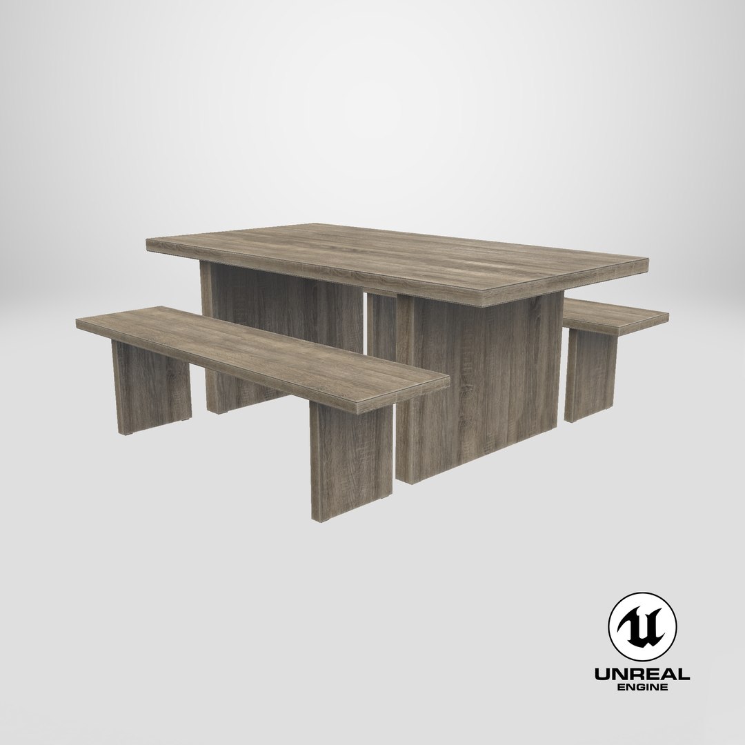 3D Model PlankDiningTable And Bench - TurboSquid 2226900