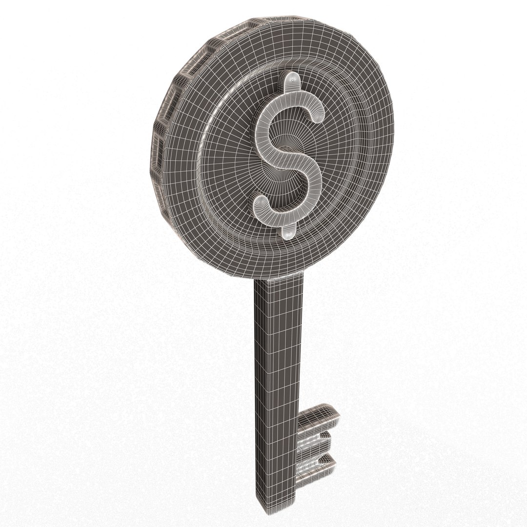 3D Model Key With Dollar Coin Cartoon - TurboSquid 2028885