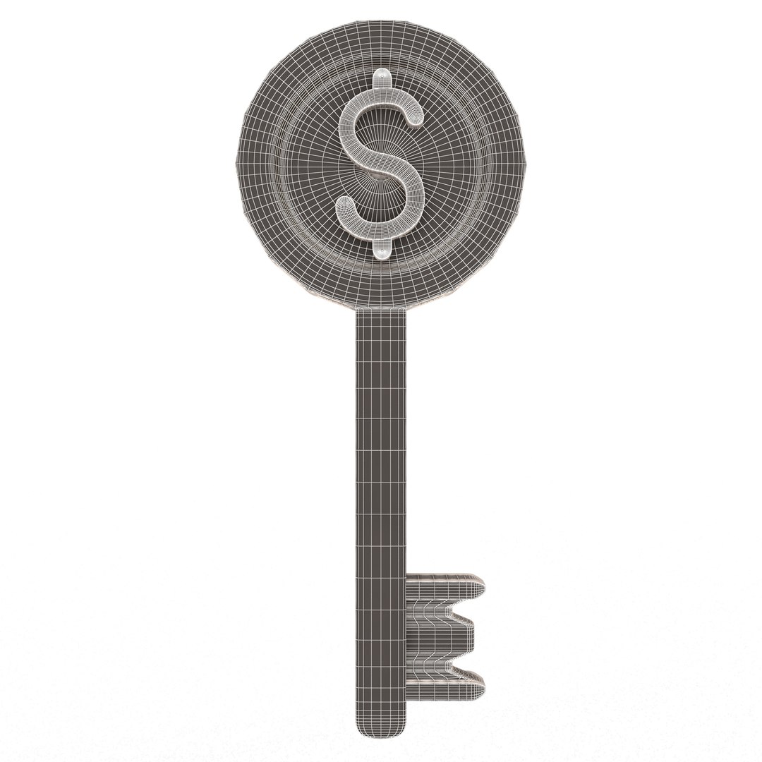 3D Model Key With Dollar Coin Cartoon - TurboSquid 2028885