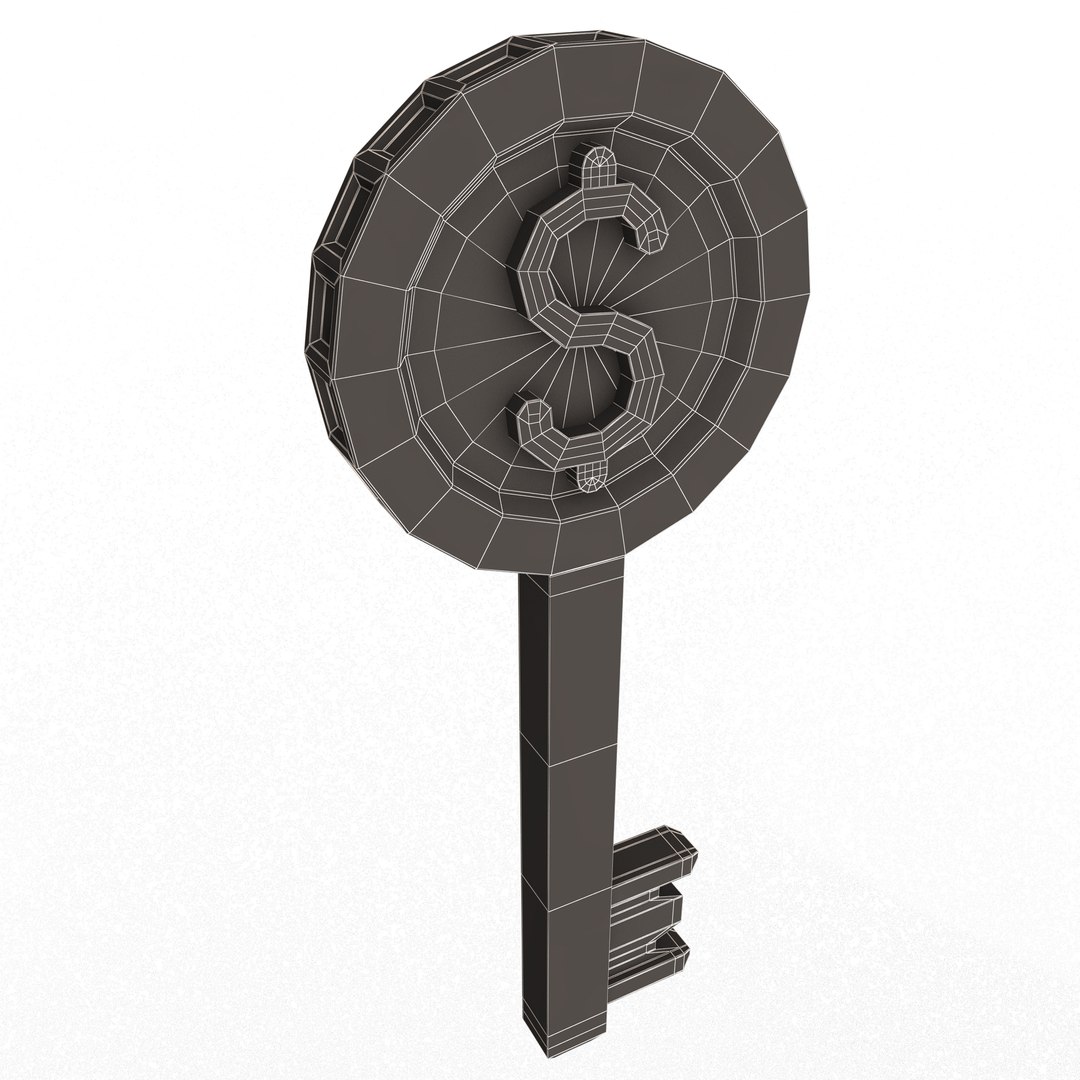3D Model Key With Dollar Coin Cartoon - TurboSquid 2028885