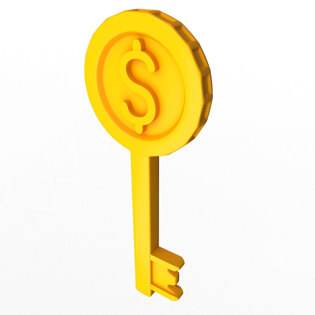 3D Model Key With Dollar Coin Cartoon - TurboSquid 2028885