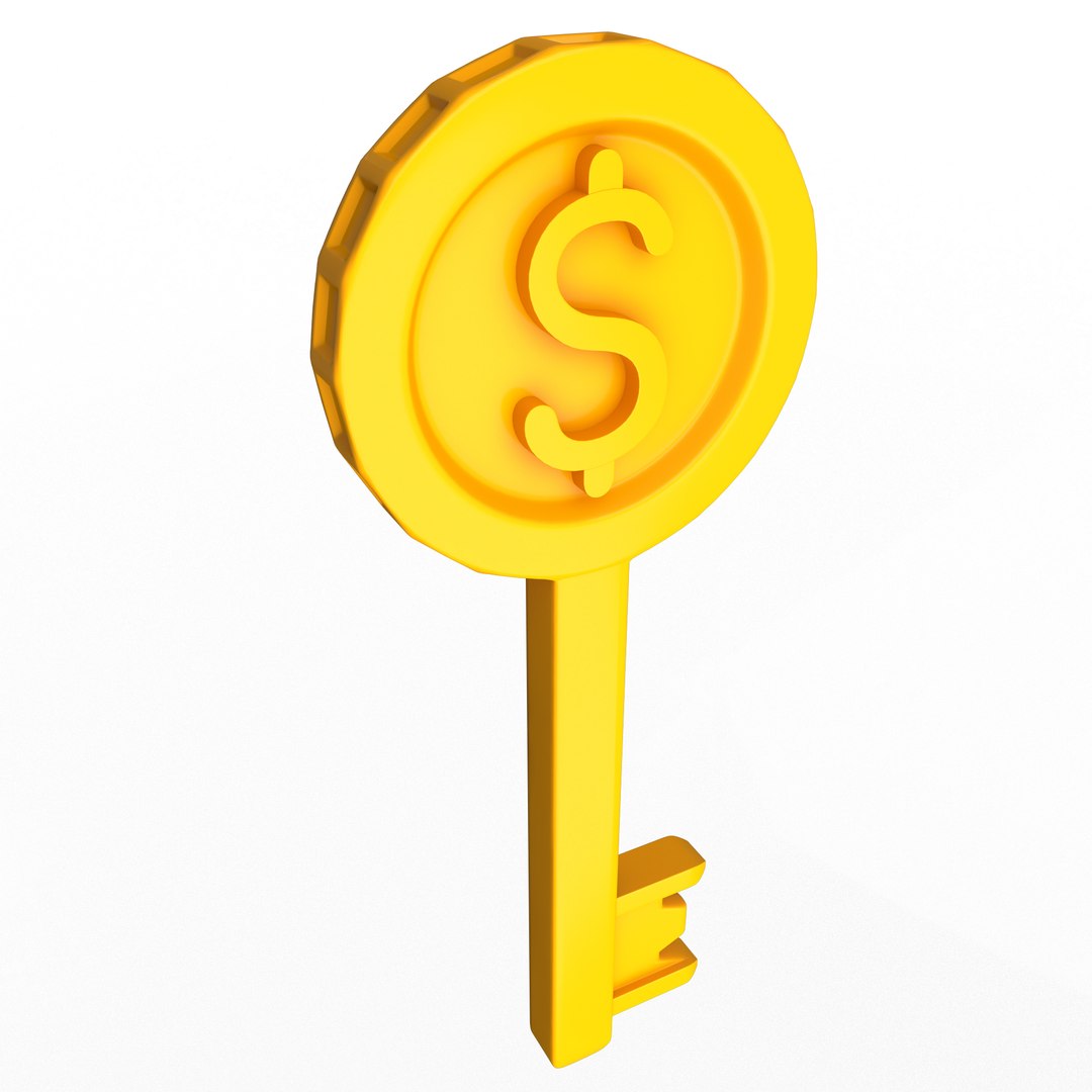 3D Model Key With Dollar Coin Cartoon - TurboSquid 2028885