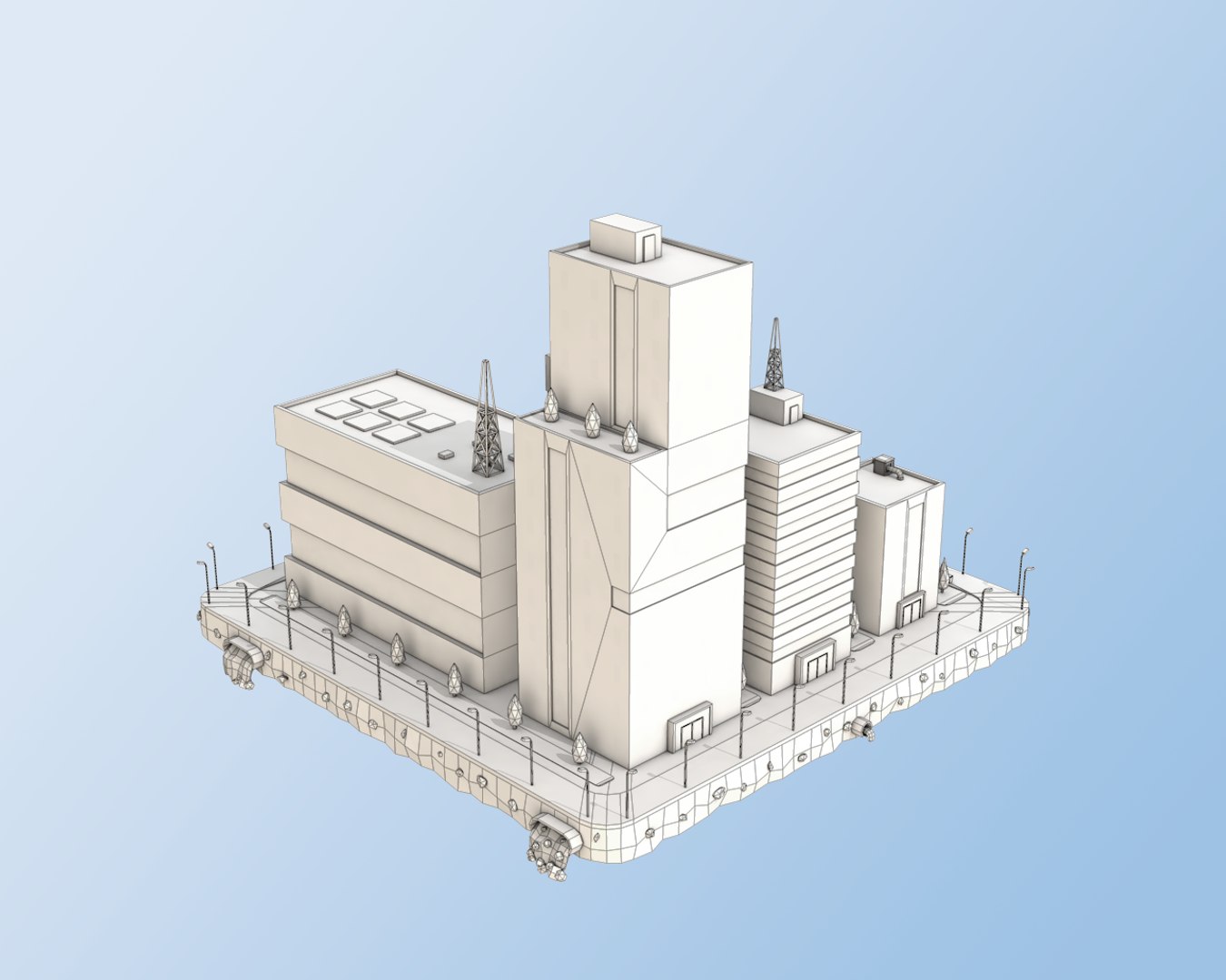 3D City Block Buildings Factory - TurboSquid 1253578