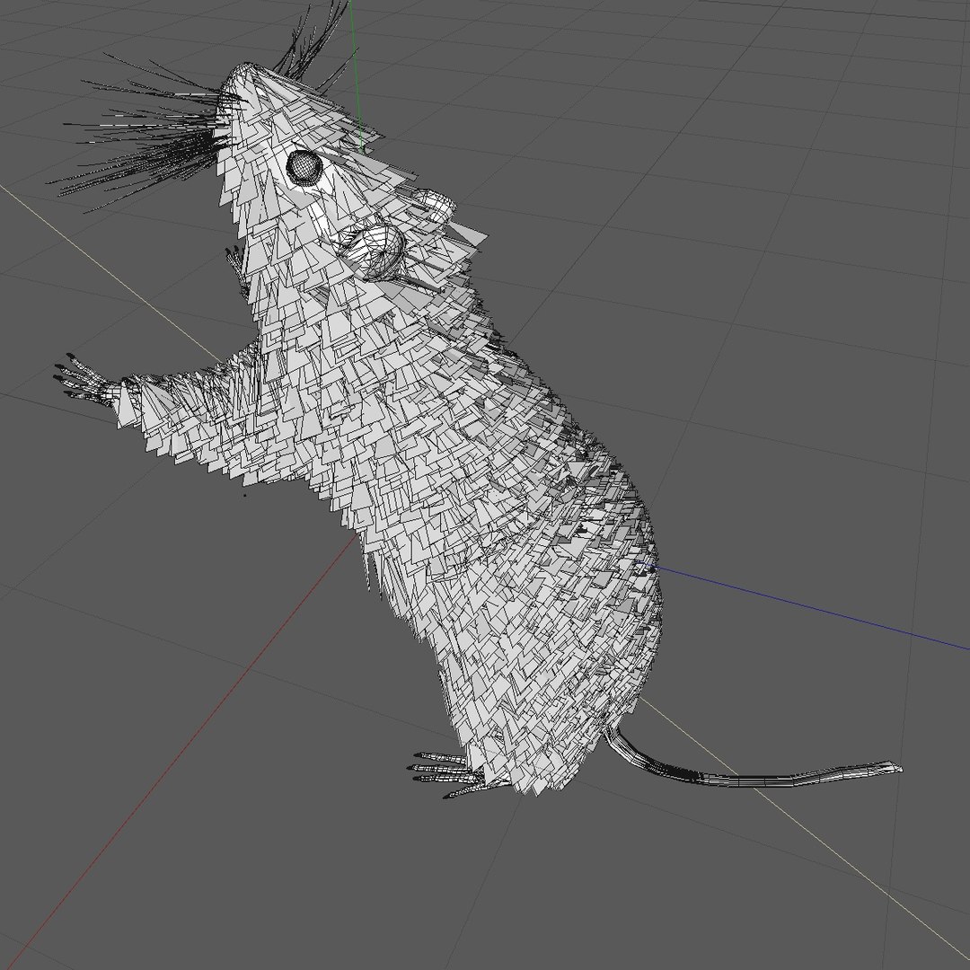 Black Mouse Rat Standing 3d Model