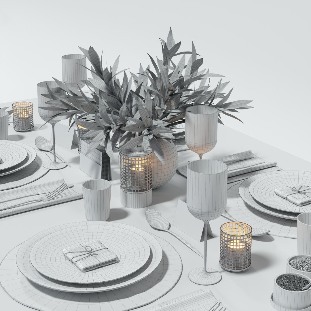 3D Table Setting Dark Colors - TurboSquid 1661540