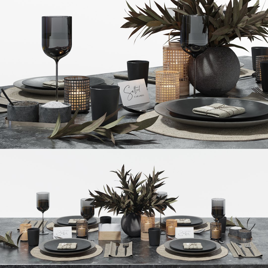 3D Table Setting Dark Colors - TurboSquid 1661540