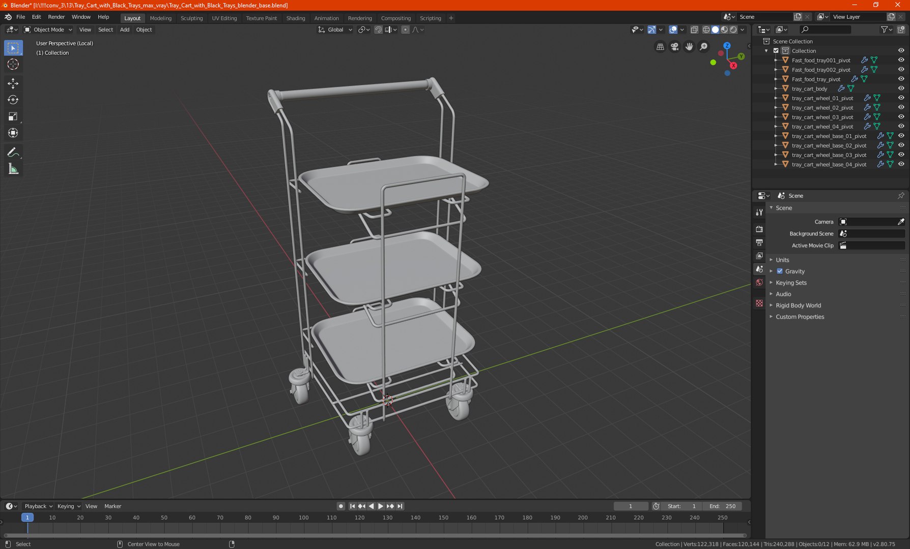 3D Model Tray Cart With Black Trays - TurboSquid 2022321