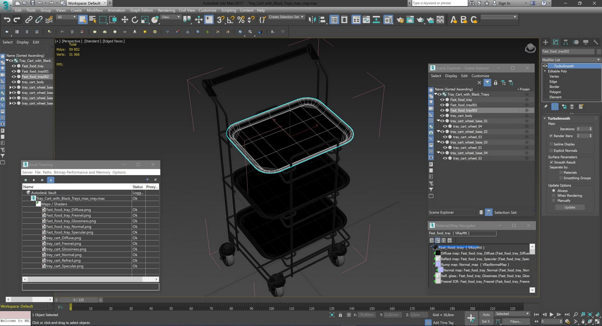 3D Model Tray Cart With Black Trays - TurboSquid 2022321