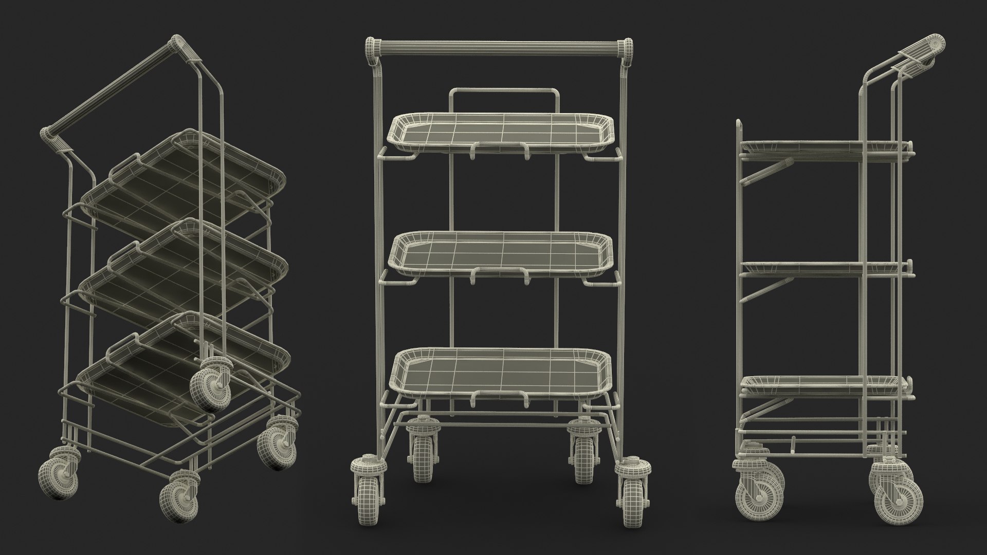 3D Model Tray Cart With Black Trays - TurboSquid 2022321