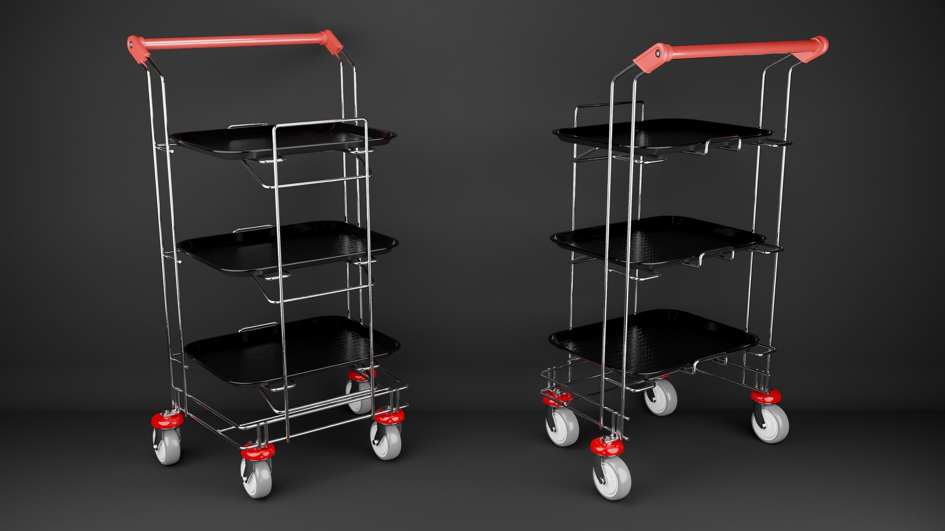 3D Model Tray Cart With Black Trays - TurboSquid 2022321
