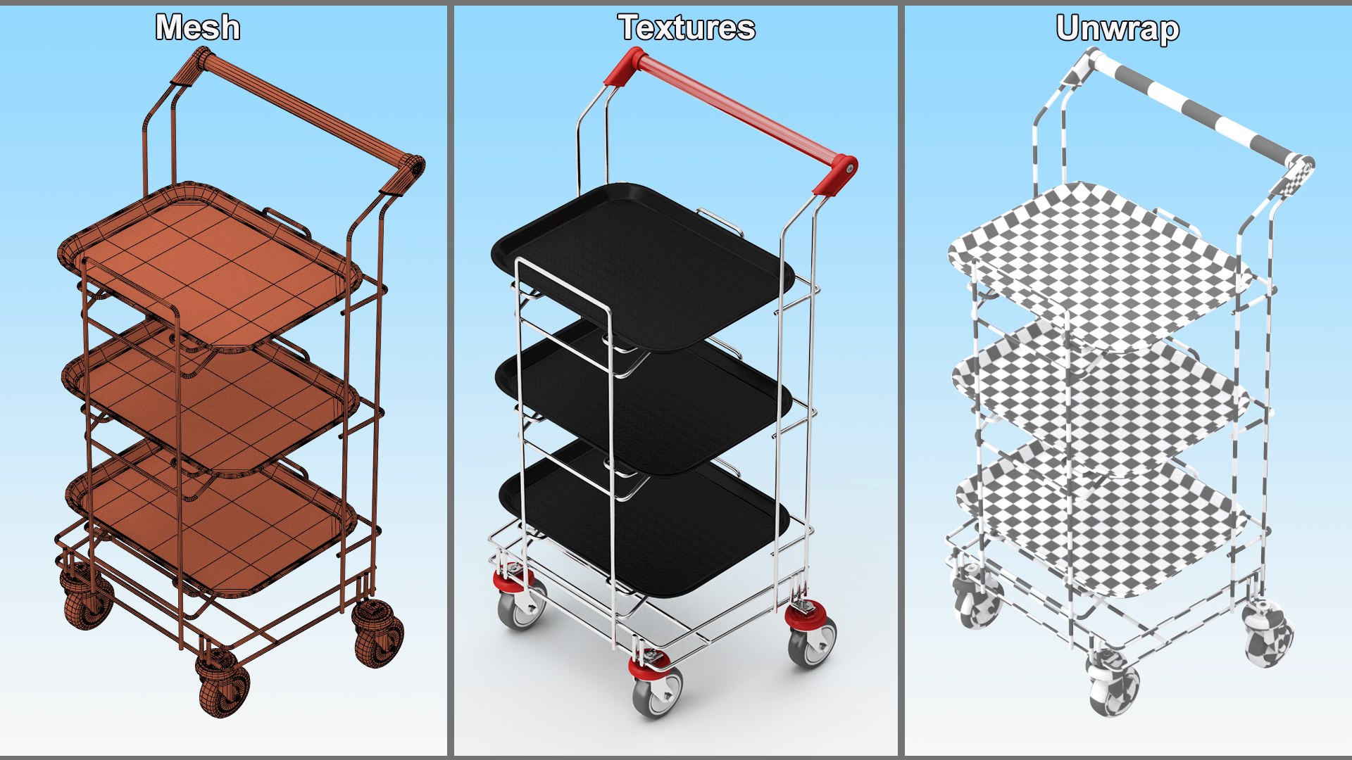 3D Model Tray Cart With Black Trays - TurboSquid 2022321