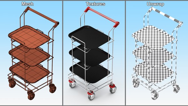 3D model Tray Cart with Black Trays - TurboSquid 2022321