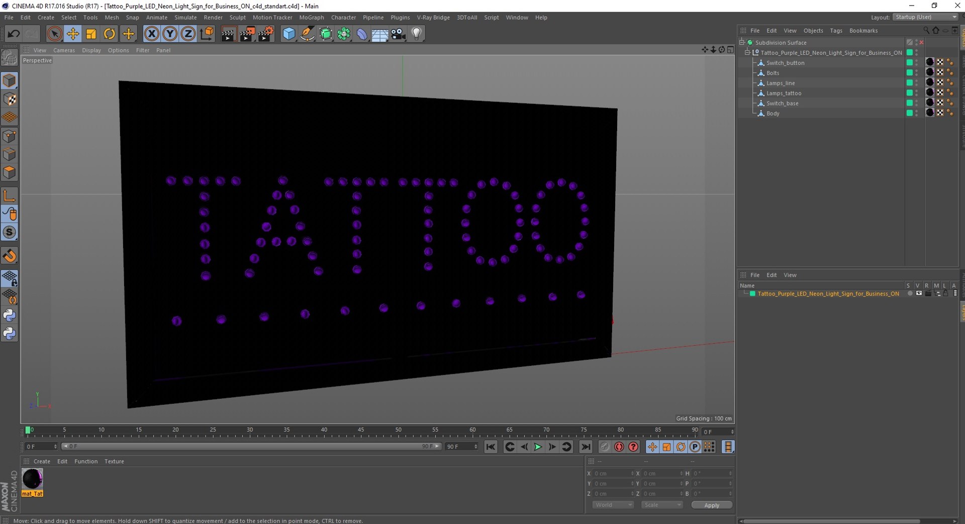 3D Tattoo Purple LED Neon Light Sign for Business ON model - TurboSquid ...