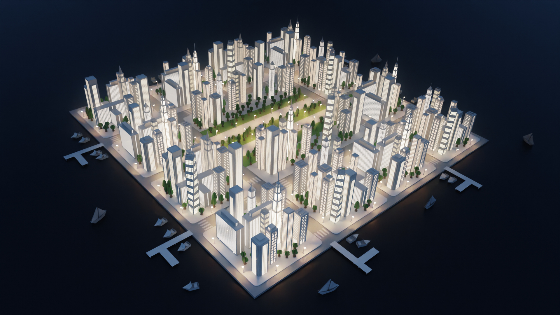 Paper City At Night 3D Model - TurboSquid 2184833