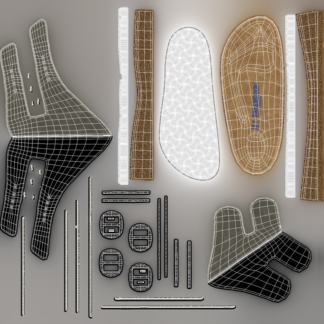 Woman Soft Footbed Sandals Silver model - TurboSquid 2181789