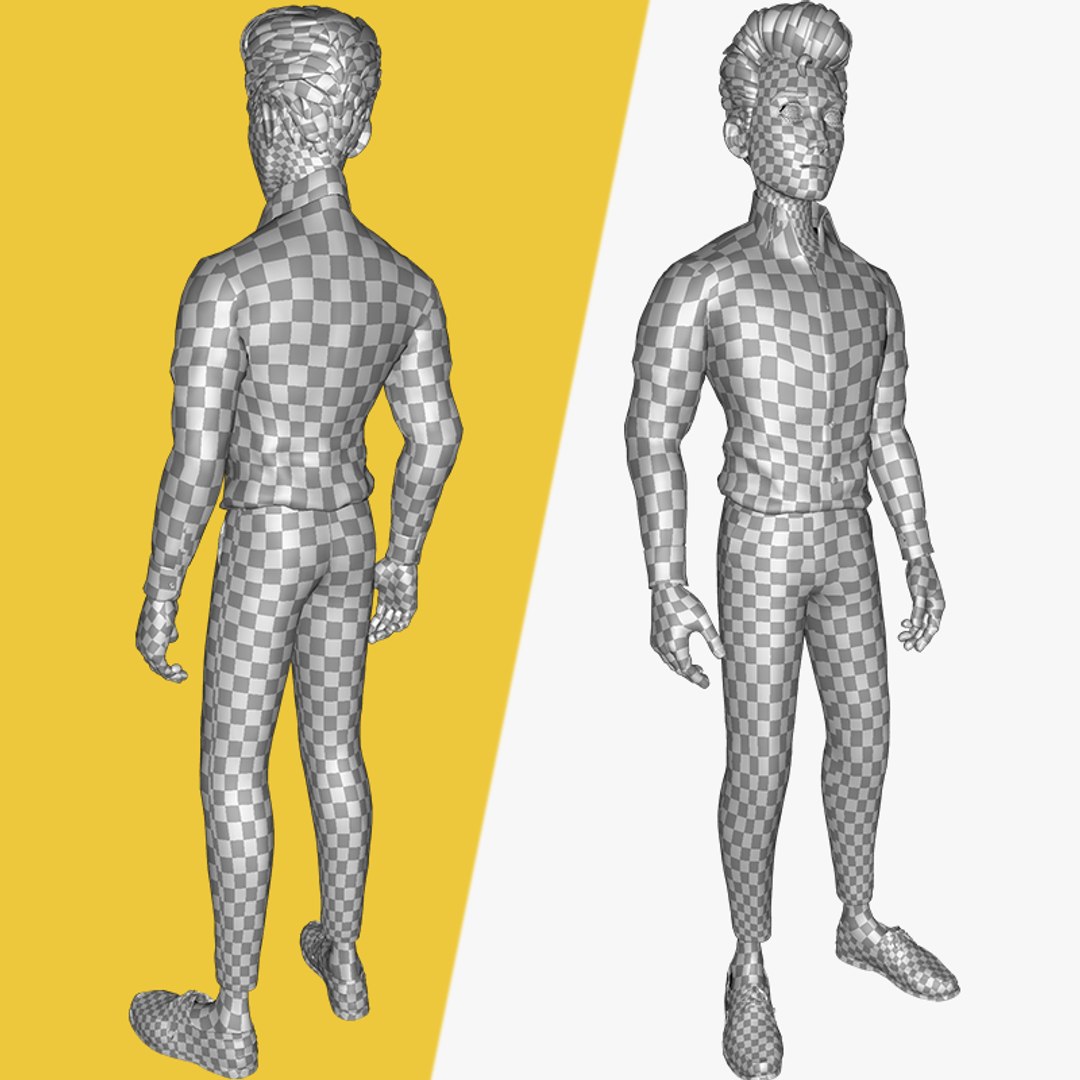 Classic Cartoon Man Rigged model RealTime Male 3D toon Low-poly 3D ...