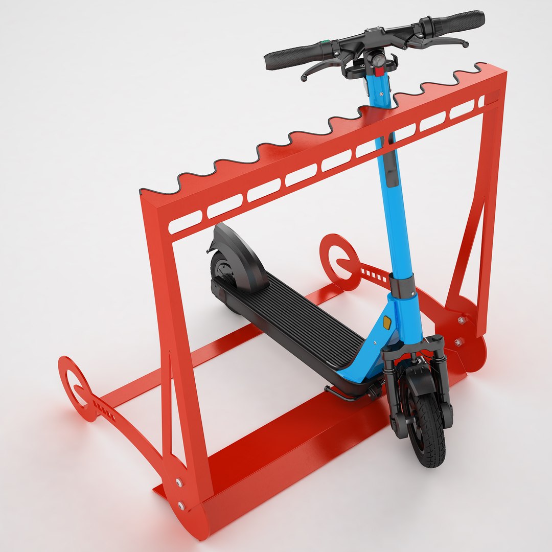 Scooter Parking Rack With Electric Scooter 09 3D - TurboSquid 2029351