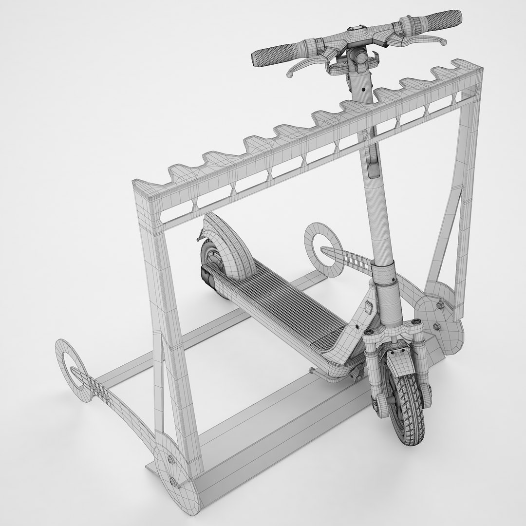 Scooter Parking Rack With Electric Scooter 09 3D - TurboSquid 2029351