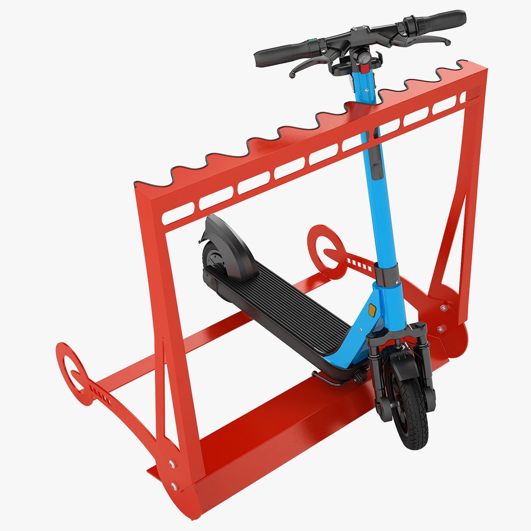 Scooter Parking Rack with Electric Scooter 09 3D - TurboSquid 2029351