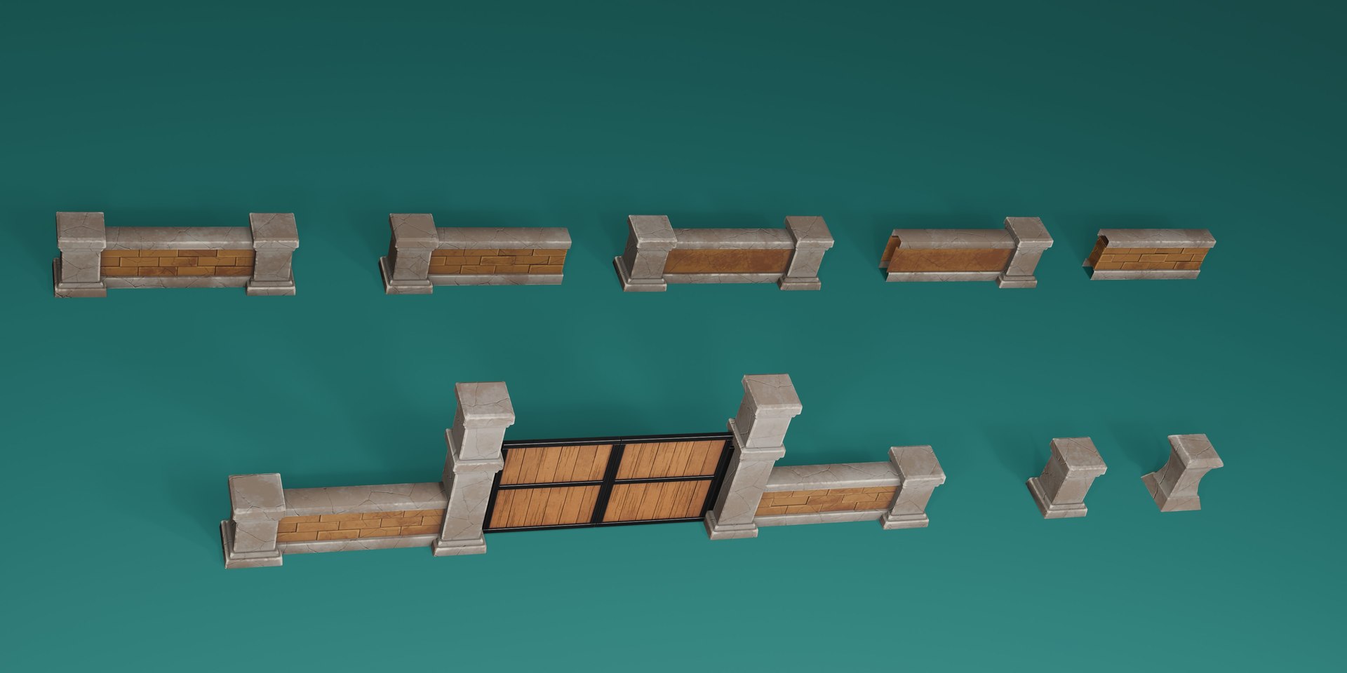 Stylized Low Poly Stone Fence And Gate 3D Model - TurboSquid 2278858