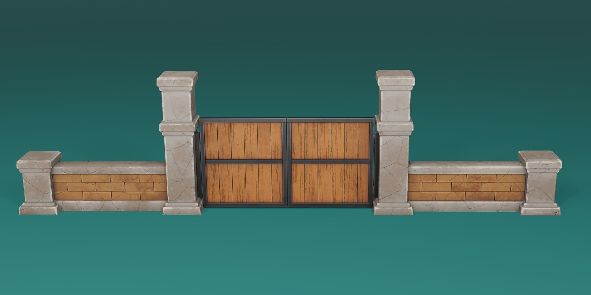 Stylized Low Poly Stone Fence And Gate 3D Model - TurboSquid 2278858