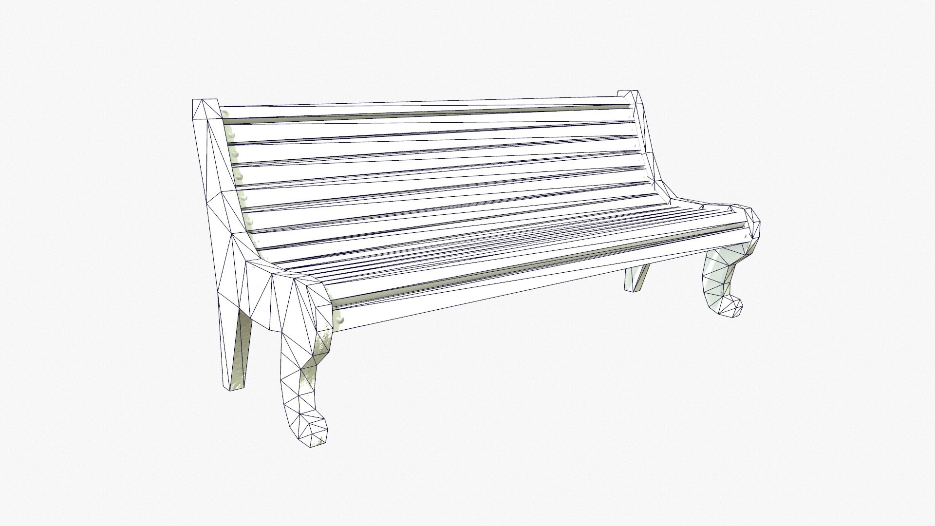 low-poly park bench 3d model