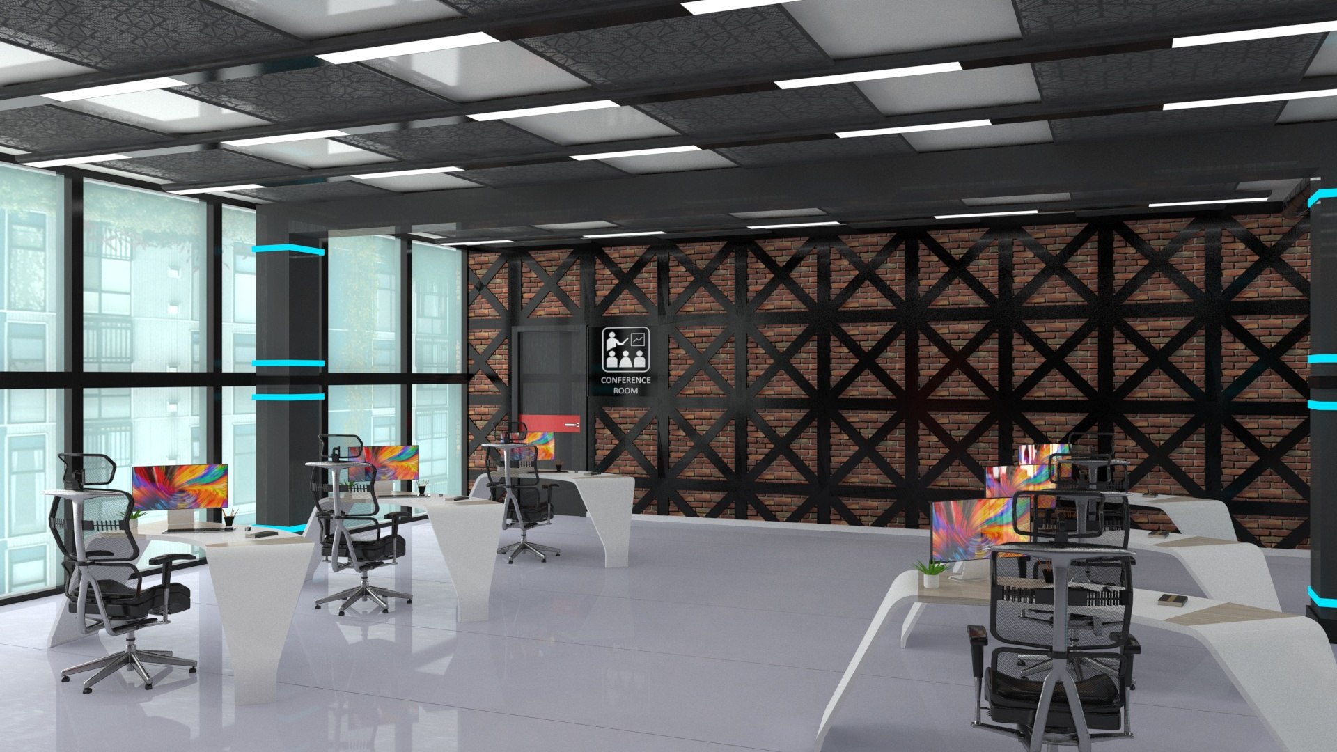 3D Office Space Interior - TurboSquid 1624525