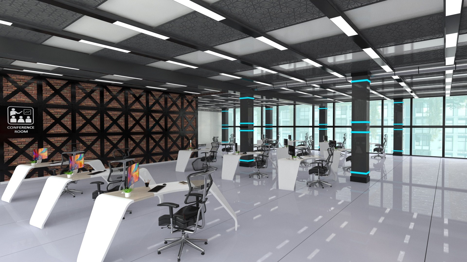 3D Office Space Interior - TurboSquid 1624525